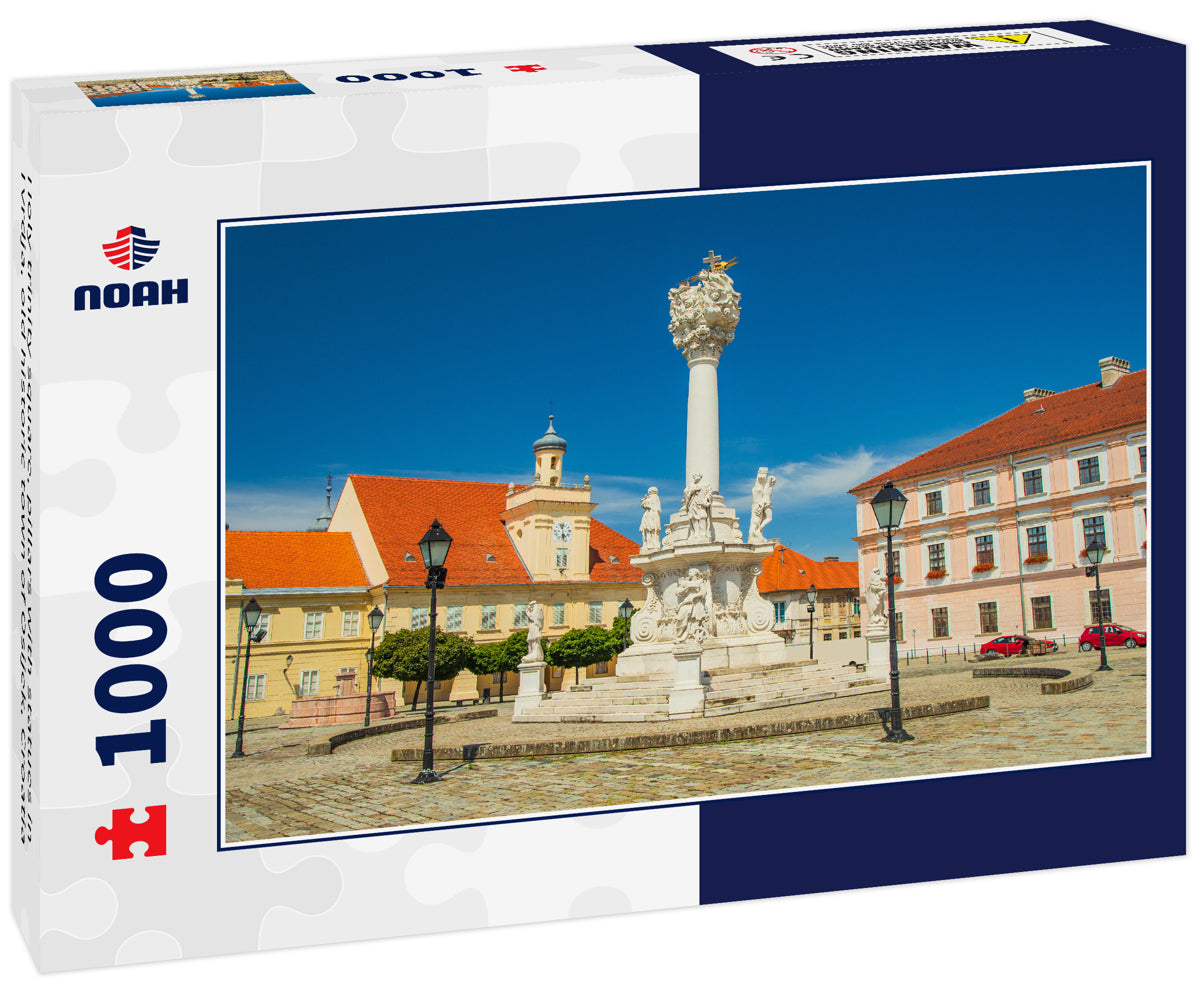 1000-piece-puzzle Holy trinity square, pillars with statues in Tvrdja ...
